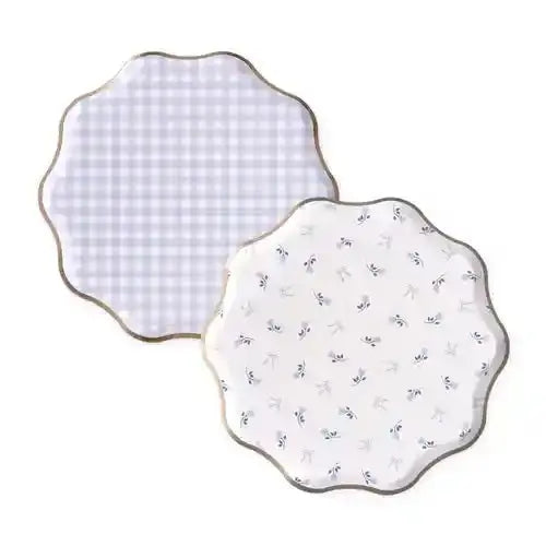 Coastal Pretty Dessert Plates – Blue Floral & Gingham (8ct) – Josi James