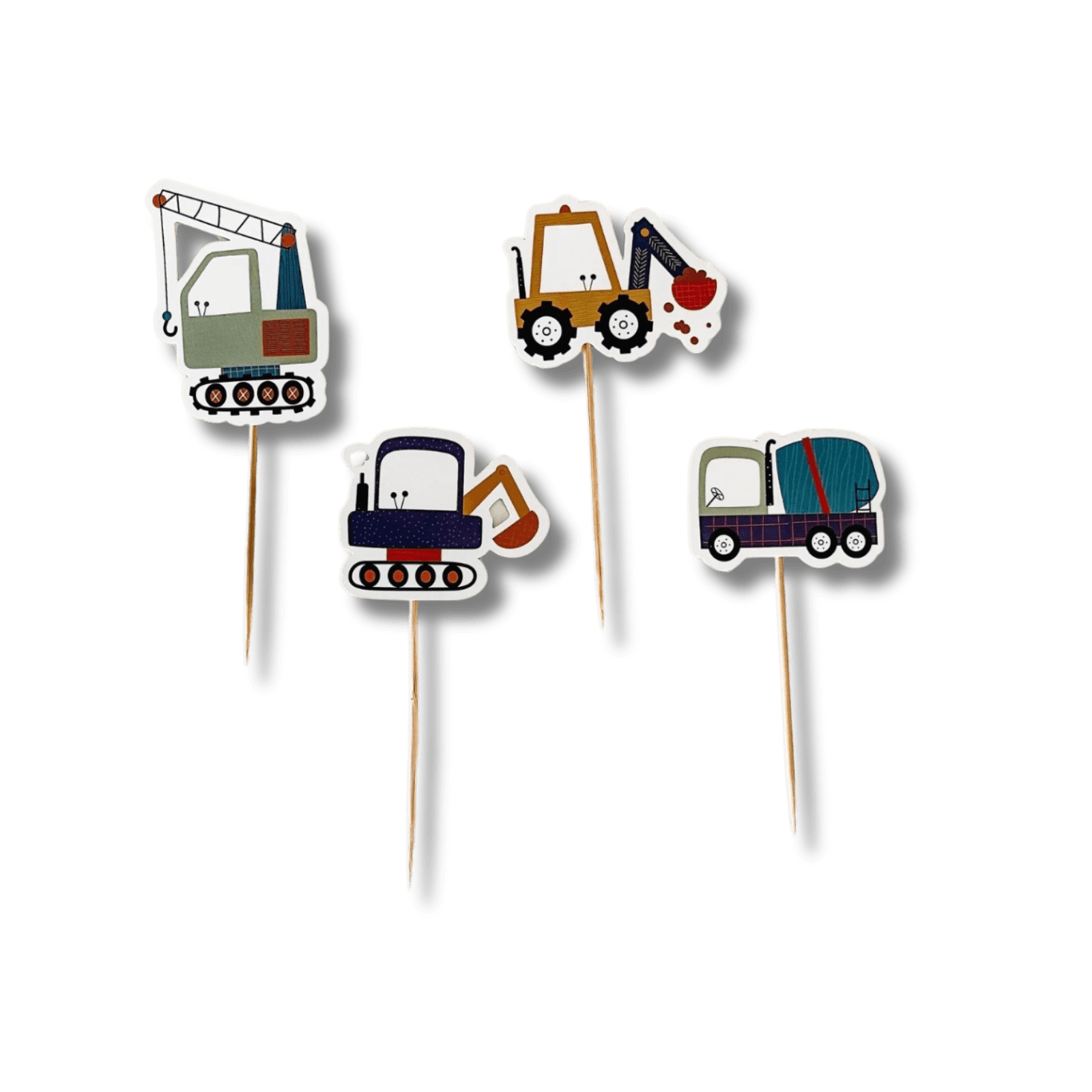 Construction Birthday Cupcake Toppers – Builder Party Picks (8 Pack ...