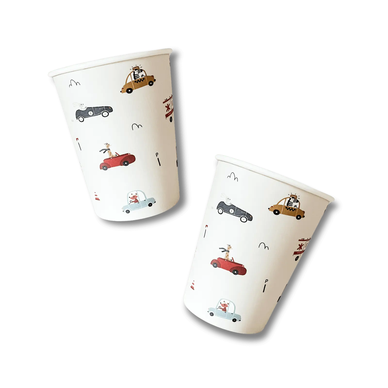 Car Patterned Paper Cups – 9oz Beige Vehicle Party Cups (8 Pack) – Josi ...